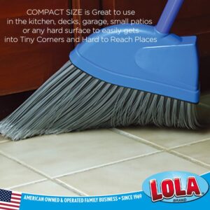 Angle Broom, Indoor, 9.25" W Head, Smaller Style- Made with Recycled Soda Bottle Bristles, and Coated Steel 48" Long Handle Made in Italy, Includes Swivel Hang Cap for Easy Storage, by LOLA, 1 Pack