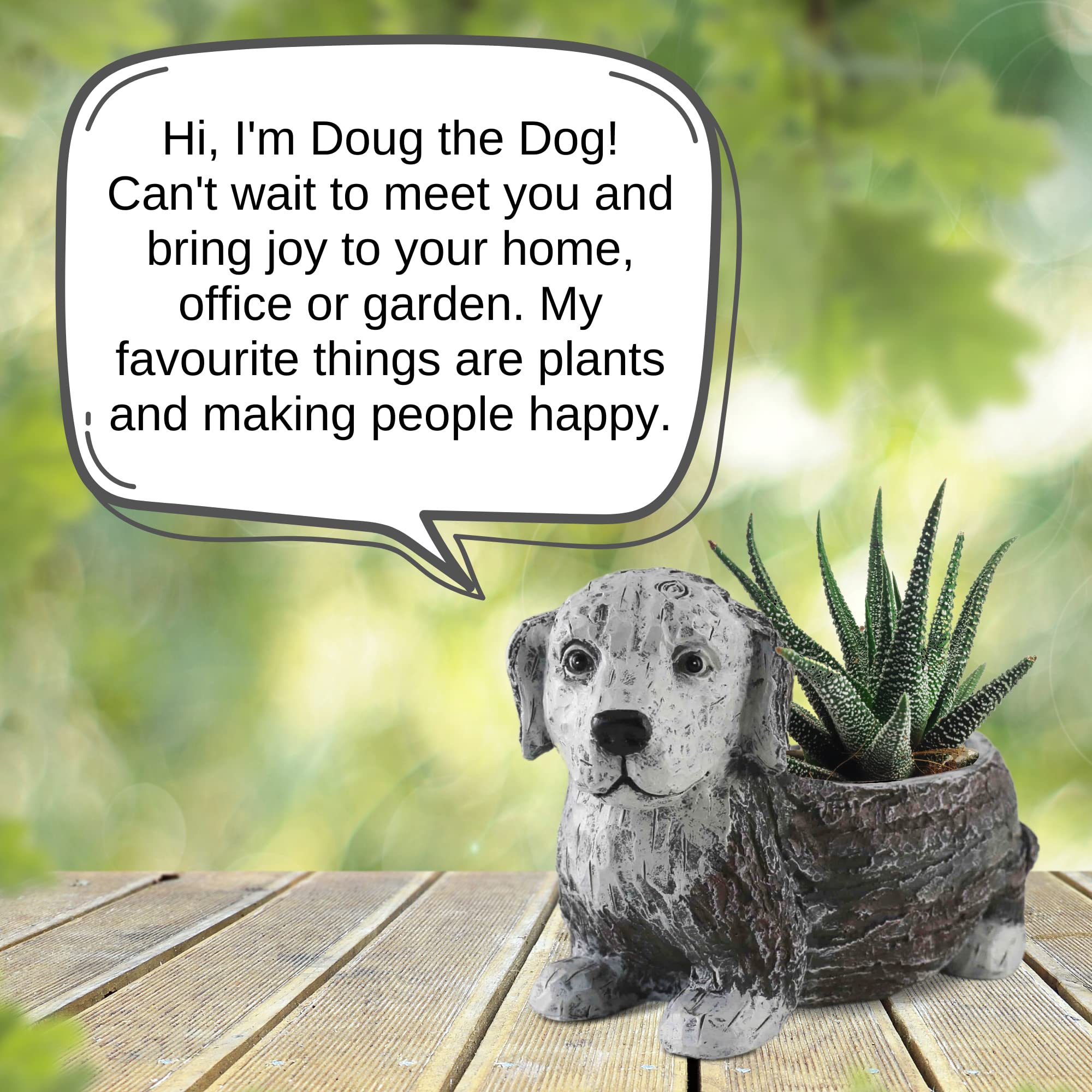 Dog Planter, Dog Shaped Outdoor/Indoor Planter For Succulents. 8.2 inch Planter Pot with Drainage Hole, Ideal for Dog Lovers and Housewarming Gift