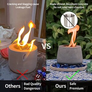 Kante Concrete Tabletop Fire Pit with 7.2" Light Gray Base, Ethanol Fire Pit for Indoor&Outdoor, Portable Rubbing Alcohol Tabletop Fire Bowl, Mini Fireplaces for Smores Maker (Round)