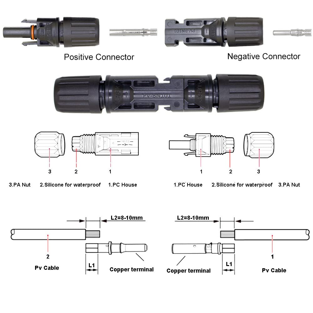 BAYM Metal Wrench 8 Pairs Connector Male and Female Solar Panel Connector 30A 1000V for PV Cable 2.5/4/6mm Solar Panel Connect Spanner Disconnect