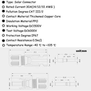 BAYM Metal Wrench 8 Pairs Connector Male and Female Solar Panel Connector 30A 1000V for PV Cable 2.5/4/6mm Solar Panel Connect Spanner Disconnect