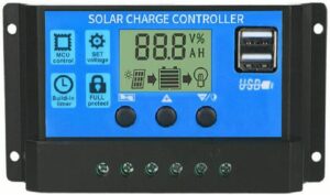 100a solar charge controller 12v 24v pwm auto focus tracking solar panel charge controller regulator with dual usb port lcd display multiple load control modes -blue