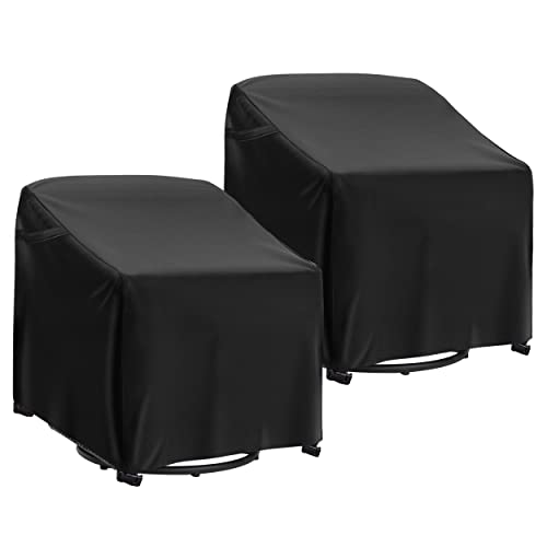 EGIS Swivel Patio Chair Cover 2 Pack,600D Waterproof Heavy Duty Chair Covers,Swivel Chair Covers for Outdoor Furniture,37.5''W x 39.25''D x 38.5''H,Black