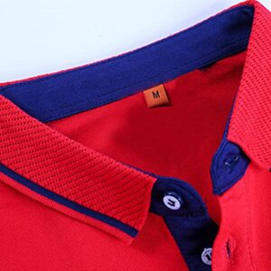 Men's Outdoor Sport Polo Shirt Lightweight Regular Fit Solid Tennis Shirts Casual Short Sleeve Slim Golf Shirts (Red,Small)