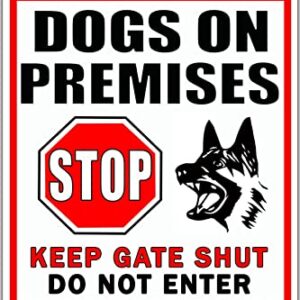 Funny Beware Of Dog Sign Warning Do Not Enter Metal Signs No Trespassing Dogs On Premises Tin Signs Dog In Yard Stop Keep Gate Closed Sign For Fence Door Outdoor Decorations 8x12 Inch