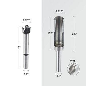 Anfrere 5/8" Wood Plug Cutter and Forstner Bit for Wood Cutting Tool Cork Drill Bit Knife, 3/8" Round Shank Carbon Steel Taper Tapered Cutting Tool Cork Drill Bit Knifes, WCB-A1