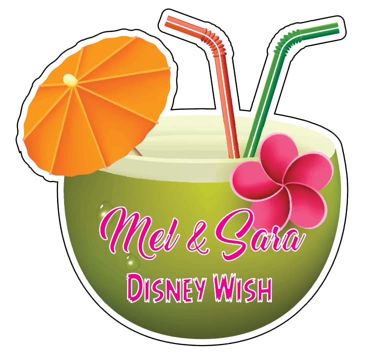 Magnet Customized for your Stateroom Door on your Disney Cruise, Carnival, Royal Caribbean, etc. - Personalized Coconut Drink with Pink Flower