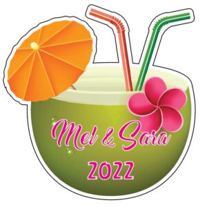 Magnet Customized for your Stateroom Door on your Disney Cruise, Carnival, Royal Caribbean, etc. - Personalized Coconut Drink with Pink Flower