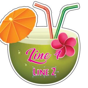 Magnet Customized for your Stateroom Door on your Disney Cruise, Carnival, Royal Caribbean, etc. - Personalized Coconut Drink with Pink Flower