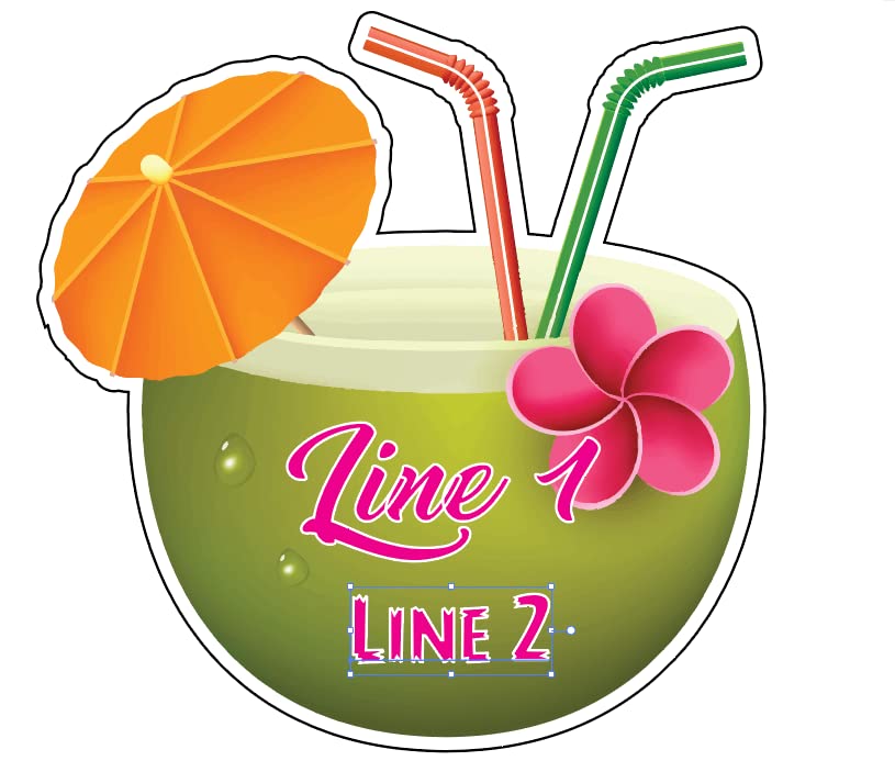 Magnet Customized for your Stateroom Door on your Disney Cruise, Carnival, Royal Caribbean, etc. - Personalized Coconut Drink with Pink Flower