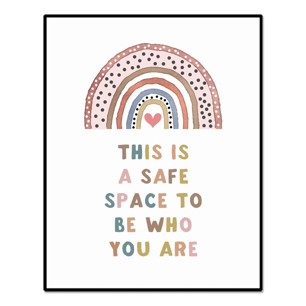 This Is A Safe Space To Be Who You Are, Boho Classroom Decor, Classroom Poster, Teacher Gifts, Classroom Decor, Classroom Signs For Walls, School Counselor Wall Decor, Unframed (8X10 INCH)