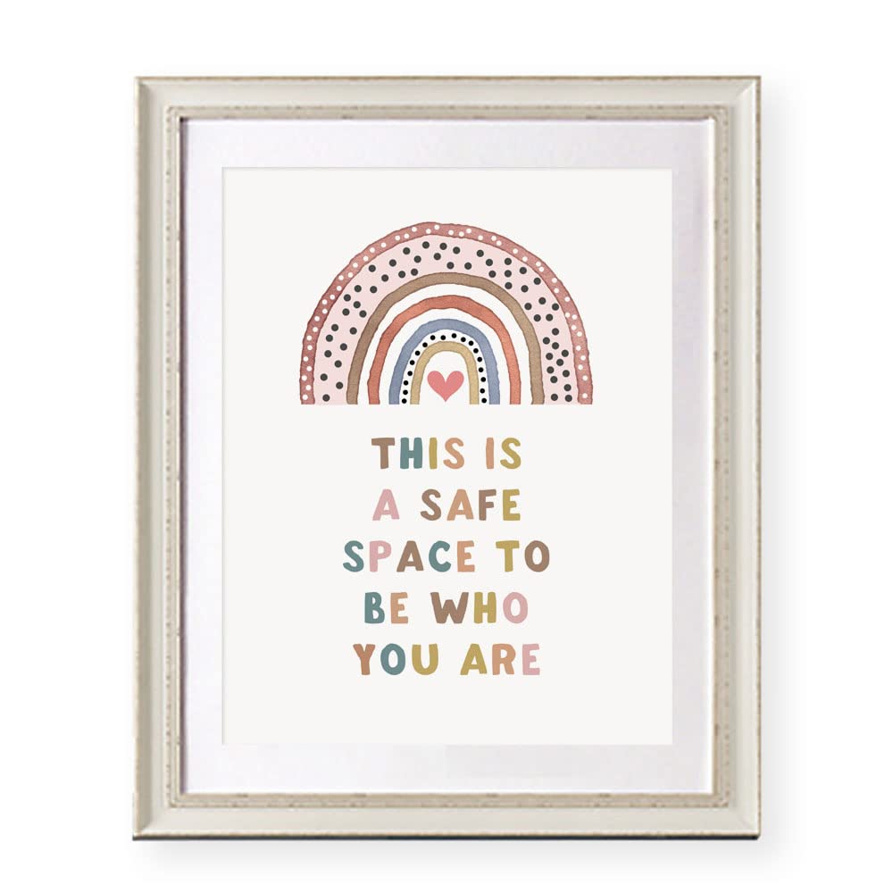 This Is A Safe Space To Be Who You Are, Boho Classroom Decor, Classroom Poster, Teacher Gifts, Classroom Decor, Classroom Signs For Walls, School Counselor Wall Decor, Unframed (8X10 INCH)