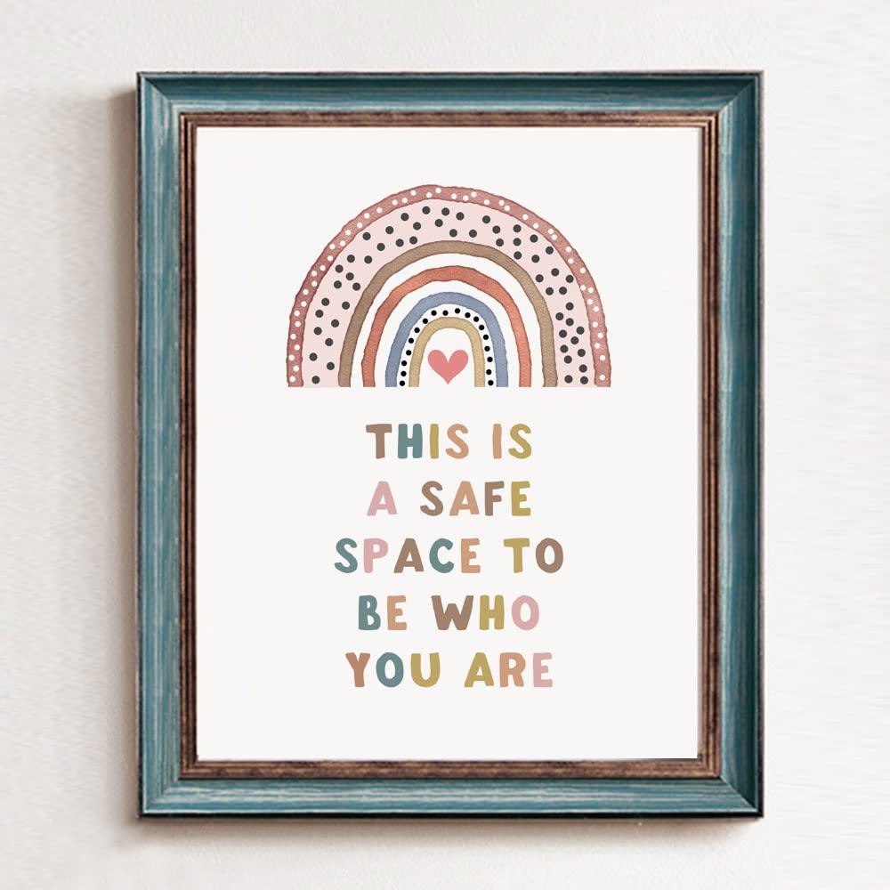 This Is A Safe Space To Be Who You Are, Boho Classroom Decor, Classroom Poster, Teacher Gifts, Classroom Decor, Classroom Signs For Walls, School Counselor Wall Decor, Unframed (8X10 INCH)