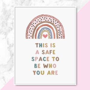 This Is A Safe Space To Be Who You Are, Boho Classroom Decor, Classroom Poster, Teacher Gifts, Classroom Decor, Classroom Signs For Walls, School Counselor Wall Decor, Unframed (8X10 INCH)