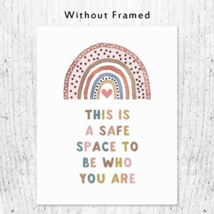 This Is A Safe Space To Be Who You Are, Boho Classroom Decor, Classroom Poster, Teacher Gifts, Classroom Decor, Classroom Signs For Walls, School Counselor Wall Decor, Unframed (8X10 INCH)