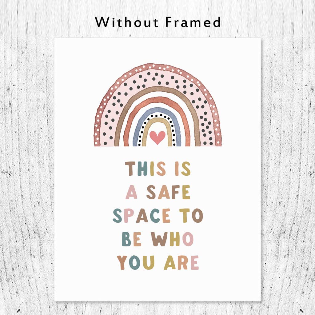 This Is A Safe Space To Be Who You Are, Boho Classroom Decor, Classroom Poster, Teacher Gifts, Classroom Decor, Classroom Signs For Walls, School Counselor Wall Decor, Unframed (8X10 INCH)