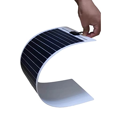 Flexible Solar Panel 20 Watt 12 Volt Monocrystalline Semi-Flexible Solar Panels Bendable Mono Off-Grid Charger for Marine, Boat, RV, Cabin, Van, Car, Camping and Uneven Surfaces