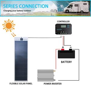 Flexible Solar Panel 20 Watt 12 Volt Monocrystalline Semi-Flexible Solar Panels Bendable Mono Off-Grid Charger for Marine, Boat, RV, Cabin, Van, Car, Camping and Uneven Surfaces