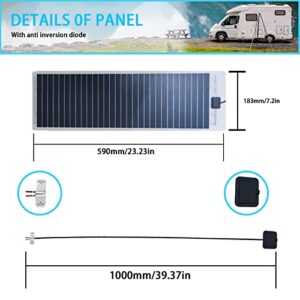 Flexible Solar Panel 20 Watt 12 Volt Monocrystalline Semi-Flexible Solar Panels Bendable Mono Off-Grid Charger for Marine, Boat, RV, Cabin, Van, Car, Camping and Uneven Surfaces