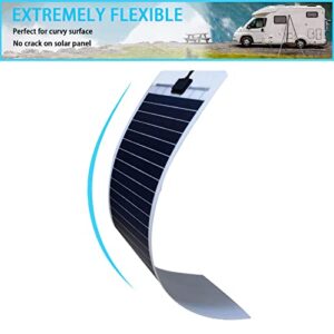 Flexible Solar Panel 20 Watt 12 Volt Monocrystalline Semi-Flexible Solar Panels Bendable Mono Off-Grid Charger for Marine, Boat, RV, Cabin, Van, Car, Camping and Uneven Surfaces