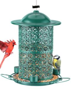 bird feeders for outdoors hanging,7lb/15 cups large capacity bird feeder w/ 3water cups and 360° circular perch,wild bird feeder as gift for bird lovers garden patio cardinals,blue jay chicken feeder