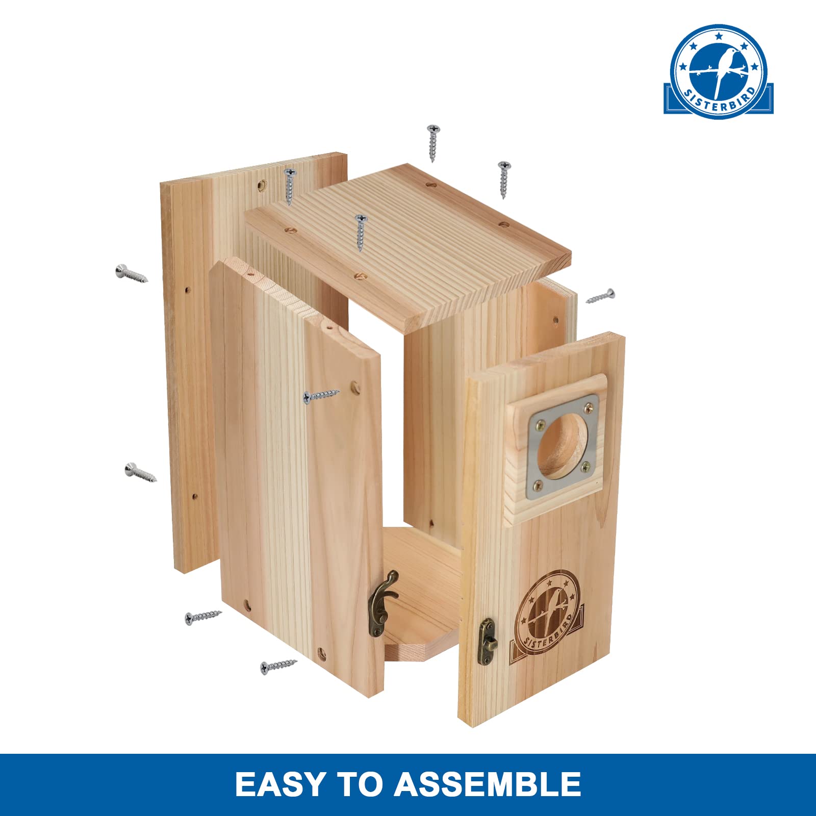 SISTERBIRD Bird Houses for Outside 1-1/2” Entrance Hole Cedar Birdhouses with Metal Guard Outdoor Bluebird Wren Swallow Finch Asssembly Required