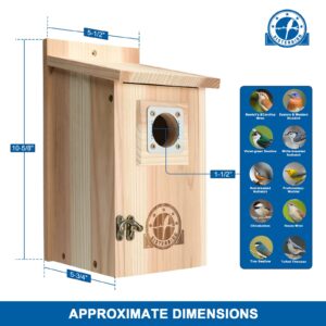 SISTERBIRD Bird Houses for Outside 1-1/2” Entrance Hole Cedar Birdhouses with Metal Guard Outdoor Bluebird Wren Swallow Finch Asssembly Required