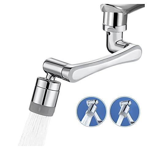 Faucet Aerator Universal, 1080° Large-Angle Rotating Robotic Arm Water Nozzle Faucet Adaptor, Splash Filter Kitchen Tap Extend Faucets Bubbler（with tool kit）