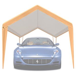 Eillion 10x20 Canopy Replacement Cover with Ball Bungees, Orange Top Cover Tarp for Carport Portable Garage Tent Boat Shelter Frame, No Poles Only Roof