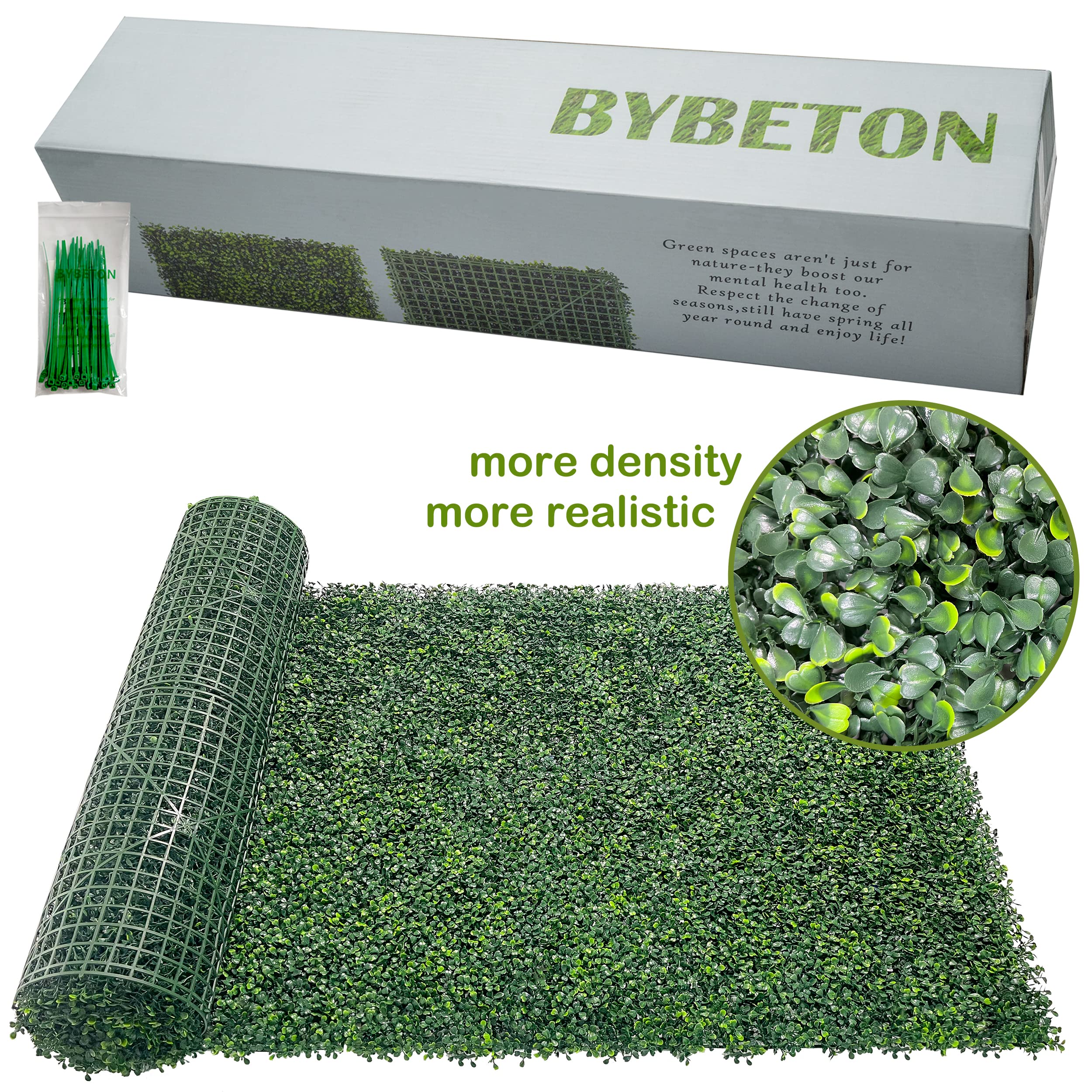 Bybeton Artificial Ivy Privacy Fence Screen,60"x120" (50 sqft) UV-Anti Faux Boxwood Leaves Grass Wall Panels for Patio Balcony Privacy, Garden, Backyard Greenery Wall Backdrop and Fence Decor