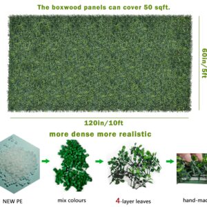 Bybeton Artificial Ivy Privacy Fence Screen,60"x120" (50 sqft) UV-Anti Faux Boxwood Leaves Grass Wall Panels for Patio Balcony Privacy, Garden, Backyard Greenery Wall Backdrop and Fence Decor