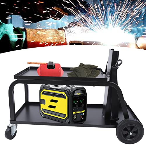 Welder Cart on Wheels, Universal 2-Tier Rolling Welding Cart for TIG MIG Welder and Plasma Cutter Storage, 110 Lbs Capacity