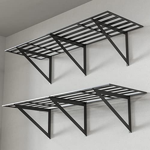 SunsGrove 2-Pack 2x6ft Wall Shelf Garage Storage Rack Garage Shelving Heavy Duty Floating Shelves, Loading 800 LBS, 24"x72", Black