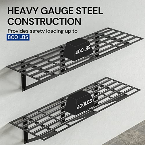 SunsGrove 2-Pack 2x6ft Wall Shelf Garage Storage Rack Garage Shelving Heavy Duty Floating Shelves, Loading 800 LBS, 24"x72", Black