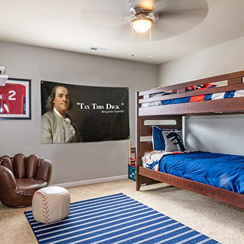 Benjamin Franklin Tax This Dick Flag Funny Flags for Room 3x5 Feet College Dorm Room Decor Man Cave Frat Wall Indoor Outdoor Flag