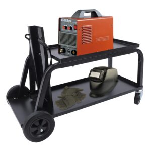 2 tier welding cart on wheels, universal mobile welding welder cart plasma cutter tank storage mig tig arc plasma cutter welding cart 110lbs weight capacity