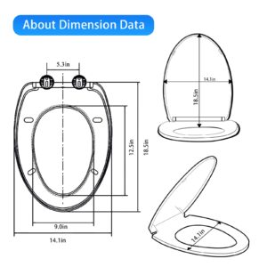 Toilet seat, Slow Close, White heavy duty Toilet Seat with Non-slip Seat Bumpers Easy to Install & Clean PP Material Replacement Toilet Seat Fits All Toilet Brands Elongated Toilets(Y6)