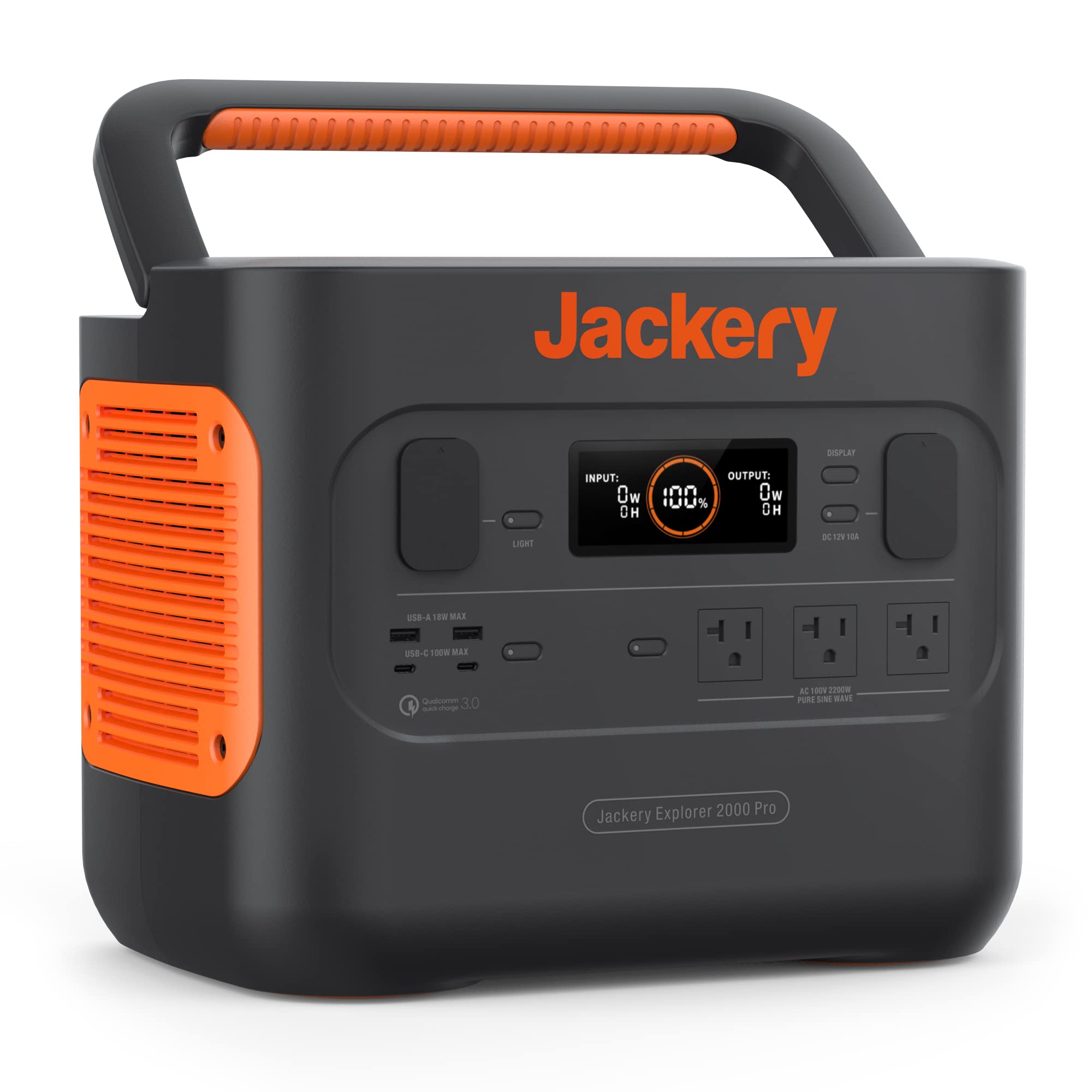 Jackery Explorer 2000 PRO Portable Power Station, 2160Wh Capacity with 3x2200W AC Outlets, Fast Charging, Solar Generator for Home Backup, Emergency, RV Outdoor Camping (Solar Panel Optional)