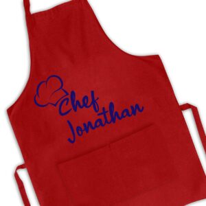 Personalized Chef Apron, Apron for Women or Men with Pockets, Cooking Aprons for Women, Chef Apron for Men, Custom Kitchen Apron Customized Woman Man Aprons, Personalized Gift for Dad or Mom