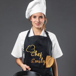 Personalized Chef Apron, Apron for Women or Men with Pockets, Cooking Aprons for Women, Chef Apron for Men, Custom Kitchen Apron Customized Woman Man Aprons, Personalized Gift for Dad or Mom