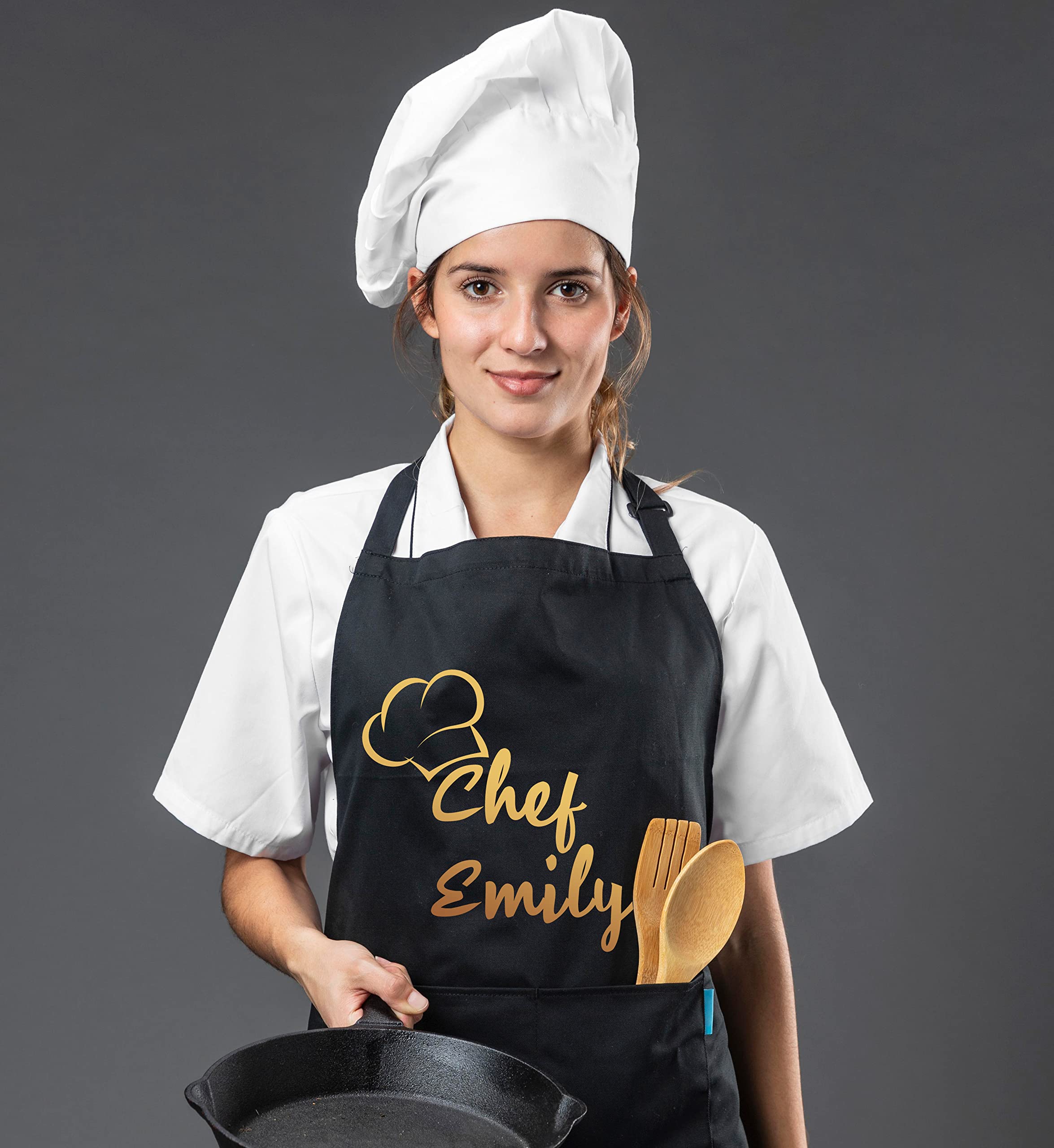 Personalized Chef Apron, Apron for Women or Men with Pockets, Cooking Aprons for Women, Chef Apron for Men, Custom Kitchen Apron Customized Woman Man Aprons, Personalized Gift for Dad or Mom