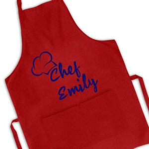 Personalized Chef Apron, Apron for Women or Men with Pockets, Cooking Aprons for Women, Chef Apron for Men, Custom Kitchen Apron Customized Woman Man Aprons, Personalized Gift for Dad or Mom