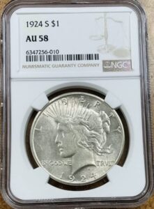 1924 s peace dollar $1 ngc au-58