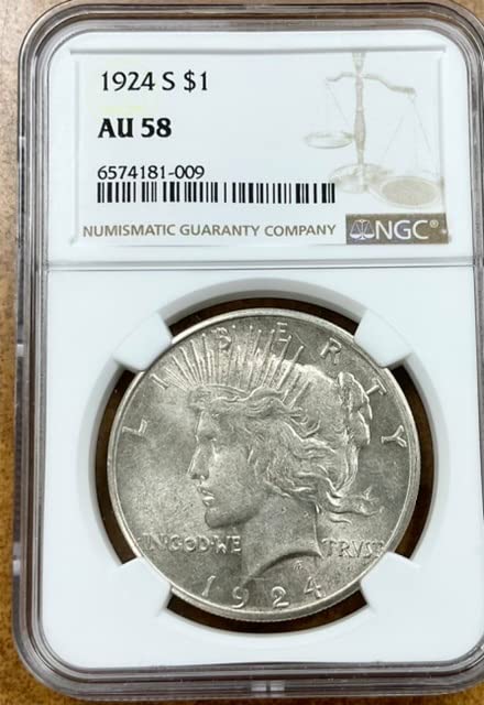 1924 S Peace Dollar $1 NGC AU-58