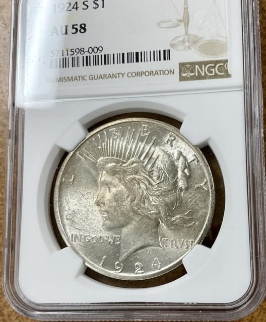 1924 S Peace Dollar $1 NGC AU-58