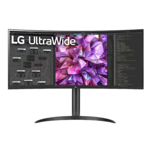 lg ultrawide qhd 34-inch curved computer monitor 34wq73a-b, ips with hdr 10 compatibility, built-in-kvm, and usb type-c, black