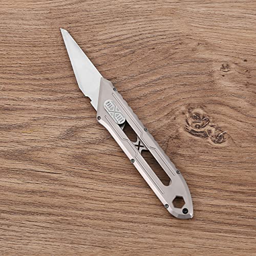 XMANSUN Titanium Utility Knife Garden Grafting Cutter Knife Handmade Knife Edc Knife, Retractable Box Cutter Blade Replaceable