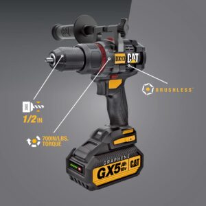 Cat® 18V 1 FOR ALL ½” Cordless Hammer Drill with Brushless Motor and Graphene Battery - DX13