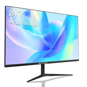 aoyodkg 24" professional thin 75hz 1080p led monitor frameless 5ms response time computer screen, srgb 99%, 3000:1 + dc/hdmi/vga, ergonomic tilt, gaming monitor machine black, (ayo-a55 series)