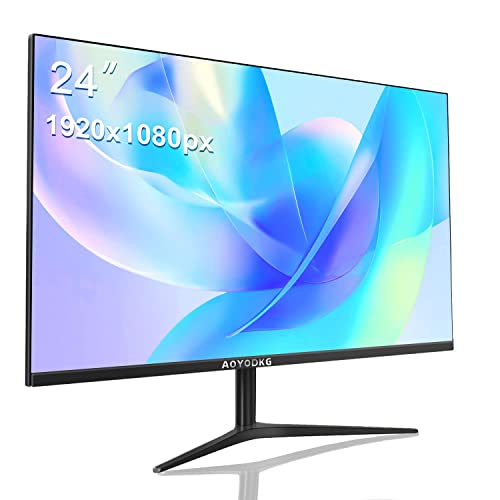 AOYODKG 24" Professional Thin 75Hz 1080p LED Monitor Frameless 5MS Response Time Computer Screen, sRGB 99%, 3000:1 + DC/HDMI/VGA, Ergonomic Tilt, Gaming Monitor Machine Black, (AYO-A55 Series)